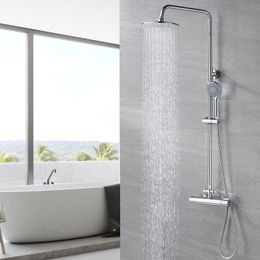 Auralum - Duschset Duschsystem Bad Regendusche mit Thermostat Duschset Duschsäule Duschsystem Duscharmatur Kopfbrause mit Handbrause Set für