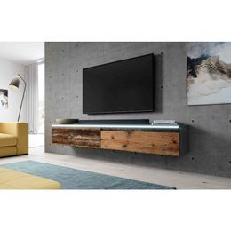 TV-Kommode Bargo 160 cm Lowboard ohne led Anthrazit-old style wood - Furnix