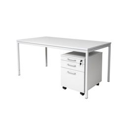 Furni24 Schreibtisch Schreibtisch und Holz Rollcontainer