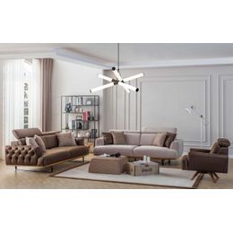 JVmoebel Wohnzimmer-Set Chesterfield Sofagarnitur Sofa 331 Sitzer Kunstleder Braun Garnitur