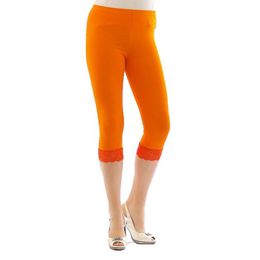 YESET Caprihose Capri 3/4 Leggings Spitze Baumwolle Damen ORANGE S