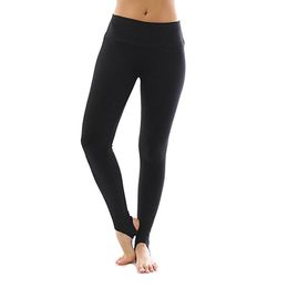 YESET Leggings Thermo Fleece hoher Bund mit Steg Leggings Baumwolle Leggins schwarz L