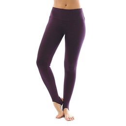 YESET Leggings Thermo Fleece hoher Bund mit Steg Leggings Baumwolle Leggins dunkellil