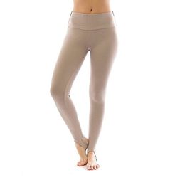 YESET Leggings Thermo Fleece hoher Bund mit Steg Leggings Baumwolle Leggins beige XXL