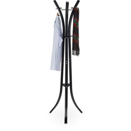 Garderobenständer Metall, Stabile Standgarderobe aus Metall für Jacken, 175 cm hoher Kleiderständer, Schwarz - Relaxdays