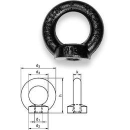 SAFETEX Ringmutter M14, 490 kg, DIN 582, im Gesenk geschmiedet BLACKLINE