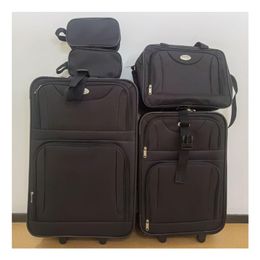 Juskys Trolley Reisekoffer Set Athen 5 teilig - 60 L, 2 Rollen, Weichschale, Handgep&auml;ck, Schwarz