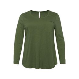 sheego Große Größen: Langarmshirt mit Brusttasche, khaki, Gr.48/50