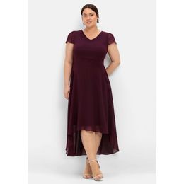 sheego Große Größen: Abendkleid mit Flügelärmeln, aubergine, Gr.42