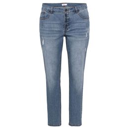 sheego Große Größen: Boyfriend-Jeans mit Destroyed-Effekten, blue Denim, Gr.50