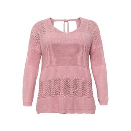 sheego Große Größen: Pullover aus Bändchengarn im Ajourstrick, rosé, Gr.48/50