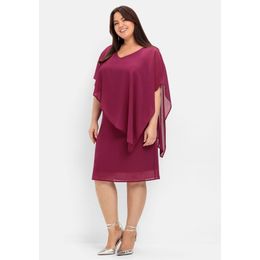 sheego Große Größen: Cocktailkleid mit asymmetrischem Cape, aus Chiffon, himbeere, Gr.42