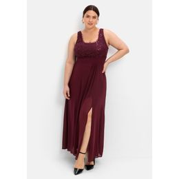 sheego Große Größen: Abendkleid mit floraler Spitze, aubergine, Gr.56