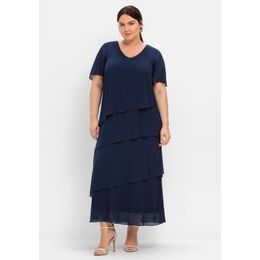 sheego Große Größen: Cocktailkleid im Lagenlook mit Volants, marine, Gr.48