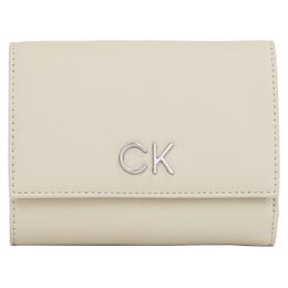 Calvin Klein Geldbörse RE-LOCK TRIFOLD MD PBL, mit Marken-Emblem vorne Damenbörse Portemonnaie Geldbeutel, beige