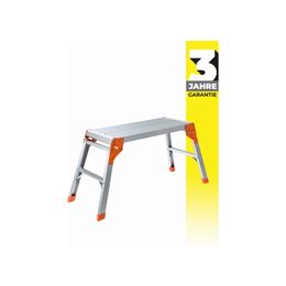 Craftfull Arbeitsplattform CF-107A, klappbar, Sicherheitsb&uuml;gel, Arbeitspodest aus Aluminium, 150 kg (Silber/Orange)