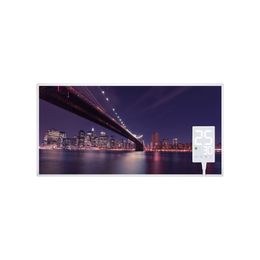Heidenfeld Infrarotheizung HF-HP105, mit Bild, 16 Motive, 10 J. Garantie, Thermostat, Wandmontage (1000 Watt, Brooklyn Bridge)