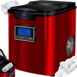 Kesser - Eiswürfelbereiter Eiswürfelmaschine Edelstahl 150W Ice Maker 12 kg 24 h 3 Würfelgrößen Zubereitung in 6 min 2.2 Liter Wassertank Rot - Rot