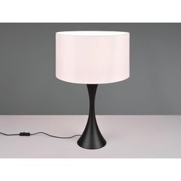 Trio Große Tischlampe sabia Schwarz matt mit Stoffschirm Weiß - Höhe 62cm