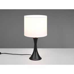 Trio Tischlampe sabia Schwarz matt mit Stoffschirm Weiß - Höhe 37cm