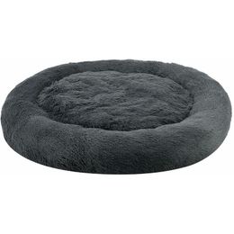 Juskys - Haustierbett Monty xxxl 120 cm Dunkelgrau – Hundebett rund für Hunde & Katzen – Katzenbett flauschig & waschbar – Hundekissen in Donut Form