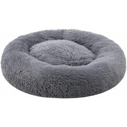 Haustierbett Monty l 70 cm Hellgrau – Hundebett rund für Hunde & Katzen – Katzenbett flauschig & waschbar – Hundekissen in Donut Form - Juskys