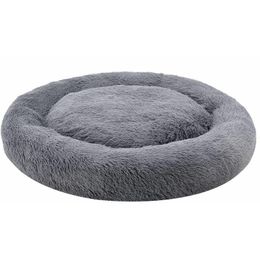 Juskys - Haustierbett Monty xxxl 120 cm Hellgrau – Hundebett rund für Hunde & Katzen – Katzenbett flauschig & waschbar – Hundekissen in Donut Form