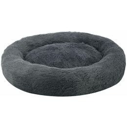 Juskys - Haustierbett Monty xxl 100 cm Dunkelgrau – Hundebett rund für Hunde & Katzen – Katzenbett flauschig & waschbar – Hundekissen in Donut Form