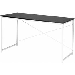 Schreibtisch Computertisch Büromöbel pc Tisch Bürotisch Arbeitstisch aus Holz und Stahl, ca.120x60x70 cm, Schwarz + Weiß - schwarz - WOLTU