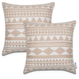 Kissenbezug Deko Kissenhülle Kissenbezüge Skandi Muster 2er Set Sofa Zierkissen 2pcs-Set, Beige 3 - Paco Home