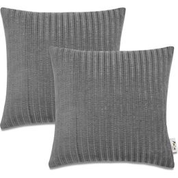 Dekorative Kissenbezüge Kordsamt Kissenhülle Set Kissen Sofa Deko Zierkissen Anthrazit 1, 2pcs-Set - Paco Home