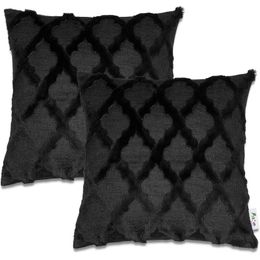 Kissenbezug Deko Kissenhülle Kissenbezüge Skandi Muster 2er Set Sofa Zierkissen 2pcs-Set, Schwarz 2 - Paco Home