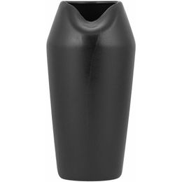 Beliani - Vase Schwarz Steinzeug 33 cm Hoch Schlank Rund mit Breiter Öffnung Unregelmässige Form Modern Wohnartikel Dekovase Tischdeko Accessoires