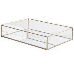 Beliani Dekotablett Transparent/Silber Glas/Metall Spiegeleffekt Rechteckig Elegant - Silber