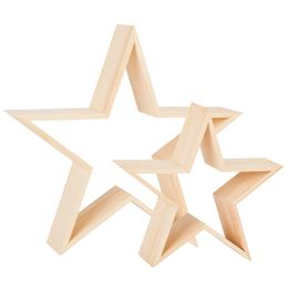 buttinette Sterne aus Holz, 24,5 cm und 35 cm, 2 Stück