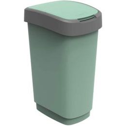Rotho Kunststoff AG Rotho TWIST ECO Schwingdeckeleimer 50 l, Verschließbarer Abfalleimer aus 98 % wiederverwertetem Kunststoff, Farbe: grün