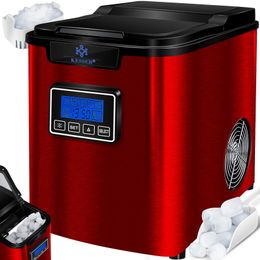 Kesser® Eiswürfelbereiter Eiswürfelmaschine Edelstahl 150W Ice Maker 12 kg 24 h 3 Würfelgrößen Zubereitung in 6 min 2,2 Liter Wassertank Timer LCD-Display Selbstreinigungsfunktion