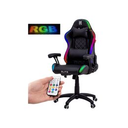 Elite Gaming-Stuhl f&uuml;r Kinder PULSE, ergonomisch, bis 120kg, verstellbare H&ouml;he, Wippmechanik, Kissen (Schwarz/Wei&szlig; RGB)