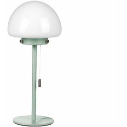 Beliani Tischlampe grüner Metallsockel, Glasschirm, Zugschalter, minimalistischer Stil Bürolicht für zu Hause - Grün
