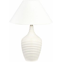 Beliani Tischlampe Beige Keramiksockel Stoffschirm Raumbeleuchtung Nachttischlampe - Beige