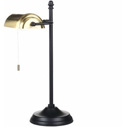 Beliani Tischlampe Gold und Schwarz Metallsockel Glasschirm Verstellbarer Lichtschalter Retro Stil, Büroleuchte - Gold