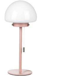 Beliani Tischlampe rosa Metallsockel, Glasschirm, Zugschalter, minimalistischer Stil Bürolicht für zu Hause - Weiß