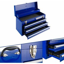 Arebos - Werkzeugkoffer mit 3 Schubfächer blau - Werkzeugkasten Werkzeugbox Werkzeugkiste - blau