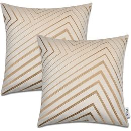 Kissenbezug Deko Kissenhülle Kissenbezüge Skandi Muster 2er Set Sofa Zierkissen Beige 2, 2pcs-Set - Paco Home