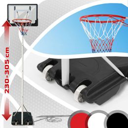 Basketballkorb Basketballständer Basketballanlage mit Ständer & Brett für Kinder, Jugendliche & Erwachsene, höhenverstellbare 230 - 305cm, mobile