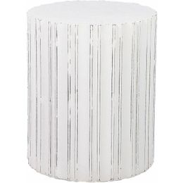 Beliani - Beistelltisch Weiß Rund ⌀ 45 cm Zylinder Form Vintage Look Retro Stil Couchtisch für Wohnzimmer - Weiß