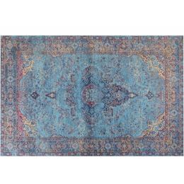 Beliani Teppich Blau aus Baumwolle 200 x 300 cm Rechteckig Orientalisch Kurzflor für Wohnzimmer Schlafzimmer Esszimmer - Blau