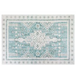 Beliani Teppich aus Baumwolle Polyester 160 x 230 cm Mintgrün Orientalisches Muster Vintage Wohndekor - Grün