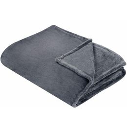 Beliani Kuscheldecke Grau Polyester Stoff 200 x 220 cm Einfarbig Modern Überwurf für Bett Sofa Couch Sessel Erwachsene Kinder Wohnzimmer Schlafzimmer - Grau