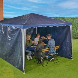 Seitenteile für Pavillon, 3er Set, 2x3 m, wasserdicht, mit Klettverschluss, pe, ohne Fenster, dunkelblau - Relaxdays